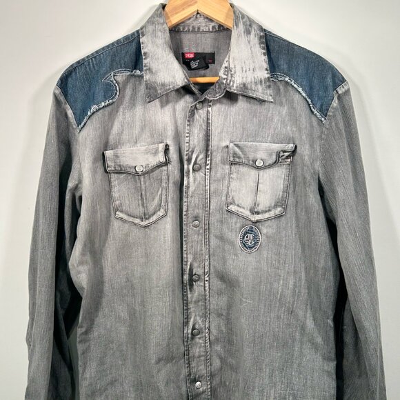 Diesel | Shirts | Diesel Grey And Blue Stonewashed Denim Western Shirt ...